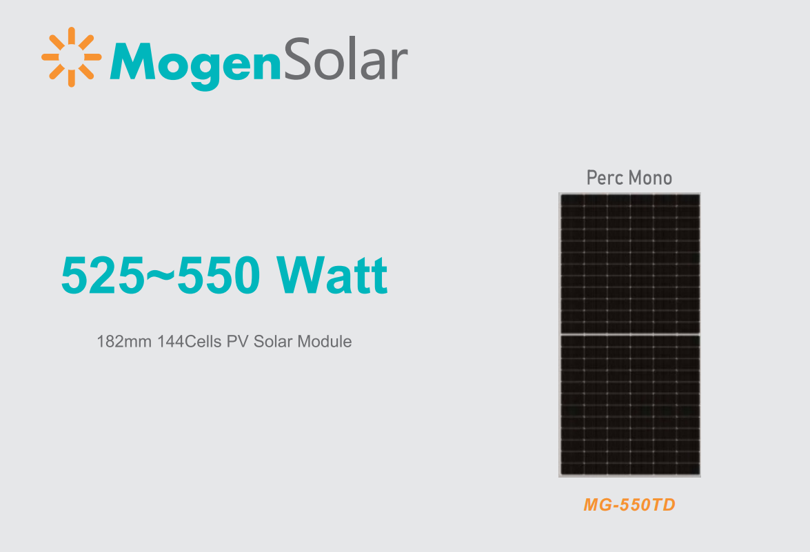 Perc 550W 540W single glass / Dual glass bifacial mono solar module-MG ...